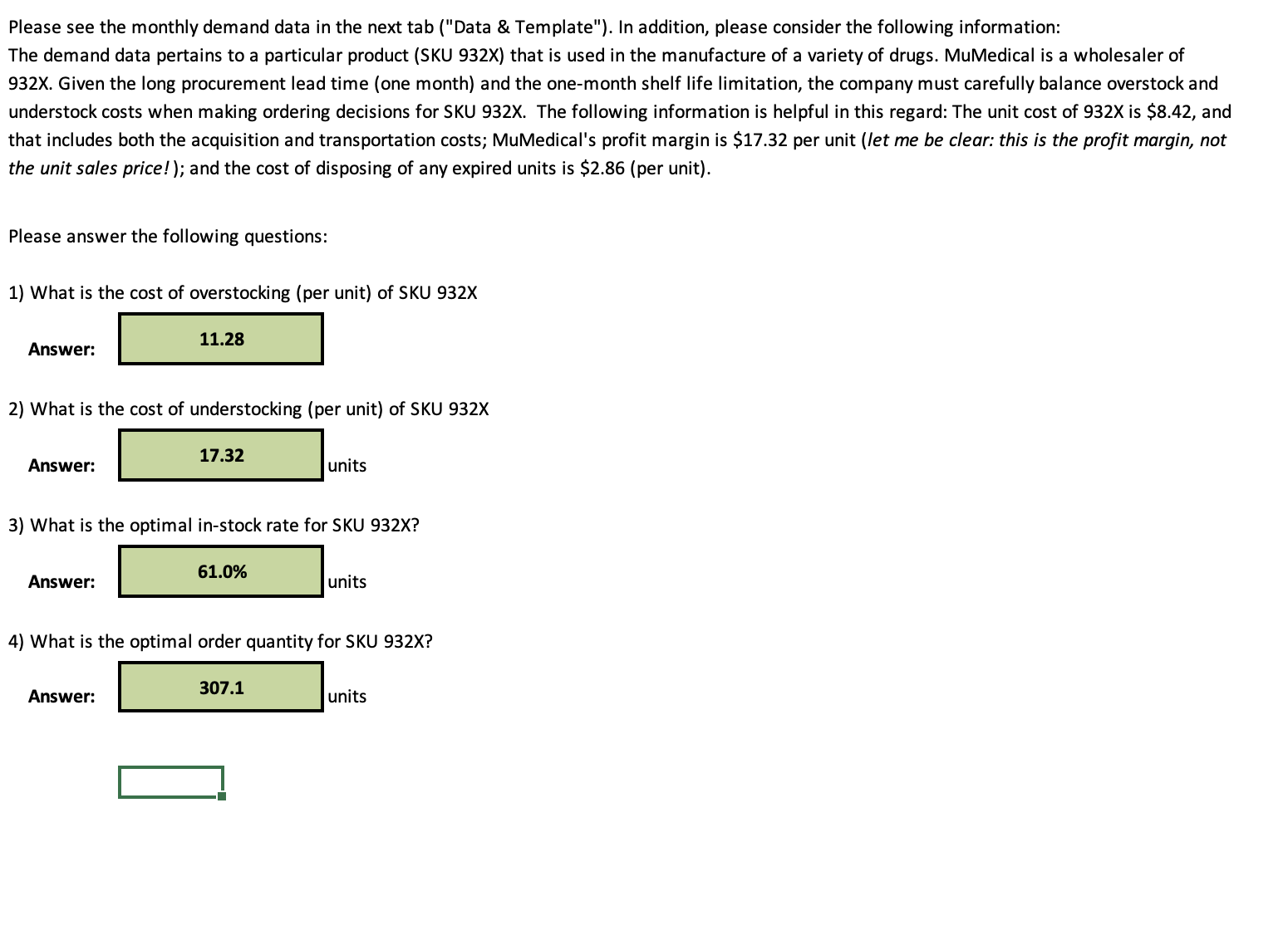 Solved Please see the monthly demand data in the next tab | Chegg.com