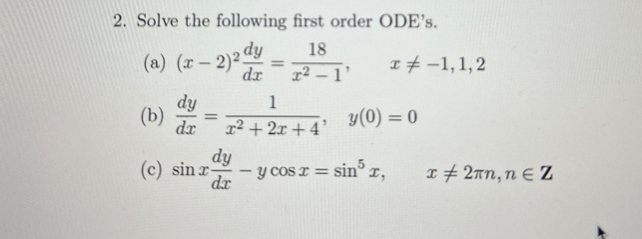 Solved Solve the following first order | Chegg.com