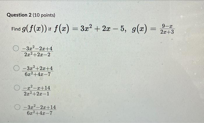 Solved Find G F X If F X 3 X {2} 2 X 5