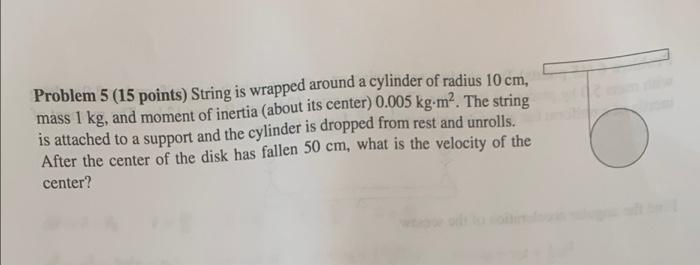 Solved Problem 5 (15 points) String is wrapped around a | Chegg.com