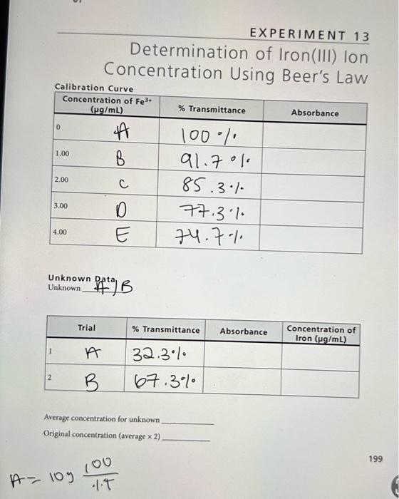 Solved EXPERIMENT 13 Determination of Iron(III) lon | Chegg.com