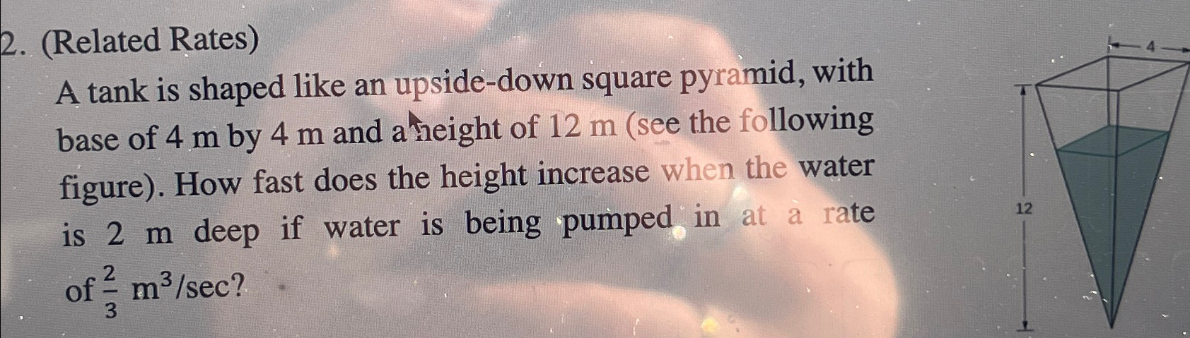 Solved (Related Rates)A tank is shaped like an upside-down | Chegg.com
