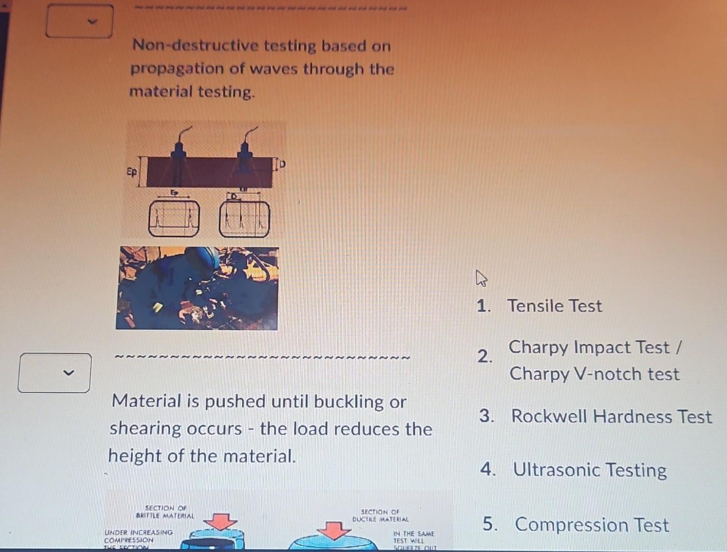 Solved Match the materials testing technique to the | Chegg.com