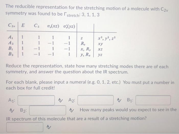 Solved The reducible representation for the stretching | Chegg.com
