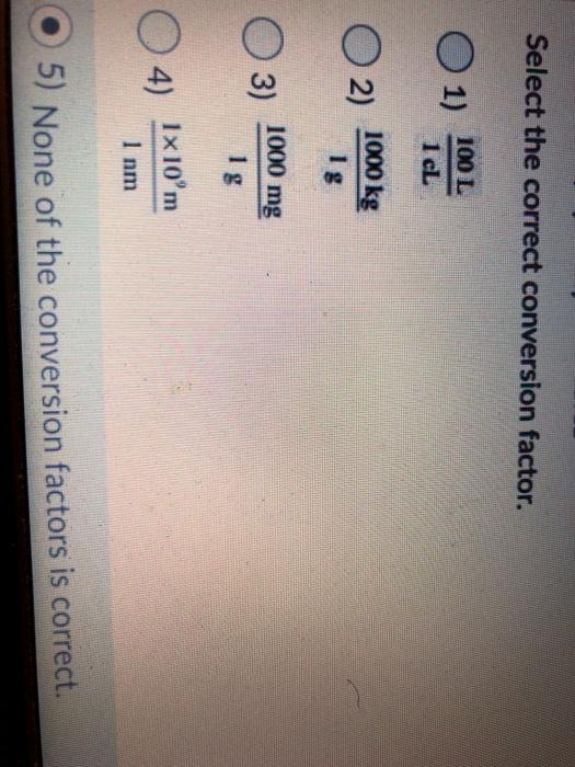 Solved QUCLIOI22 PUNILS) Saved Select the correct conversion | Chegg.com