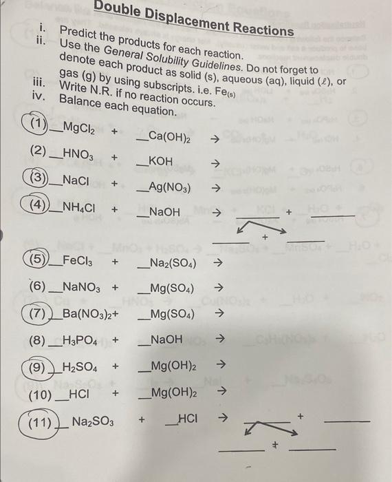 Solved Double Displacement Reactions i. Predict the products | Chegg.com