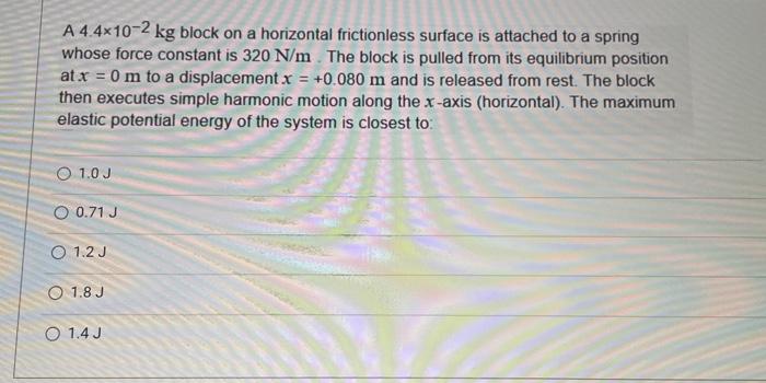 Solved A 4.4×10−2 kg block on a horizontal frictionless | Chegg.com