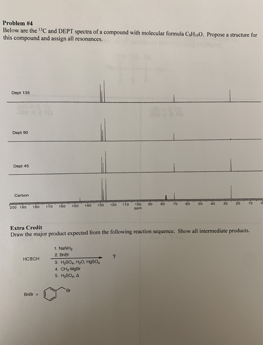 Solved Problem #4 Below are the 3C and DEPT spectra of a | Chegg.com