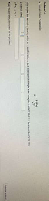 Solved Problem 14. (4 points consider the sequence 4 = CM MÀ | Chegg.com