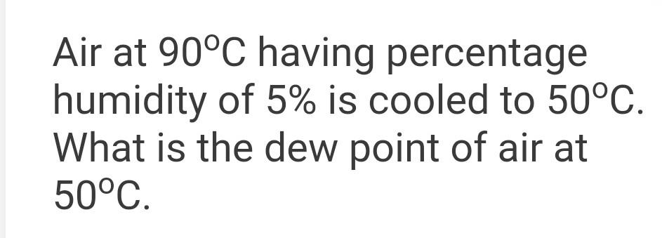 Solved Air at 90oC having percentage humidity of 5% is | Chegg.com