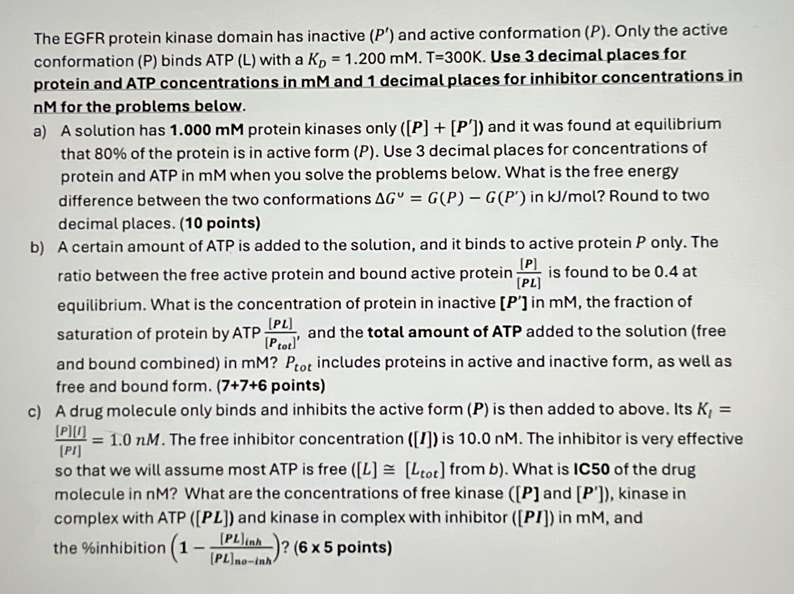 Solved The EGFR protein kinase domain has inactive (P') ﻿and | Chegg.com