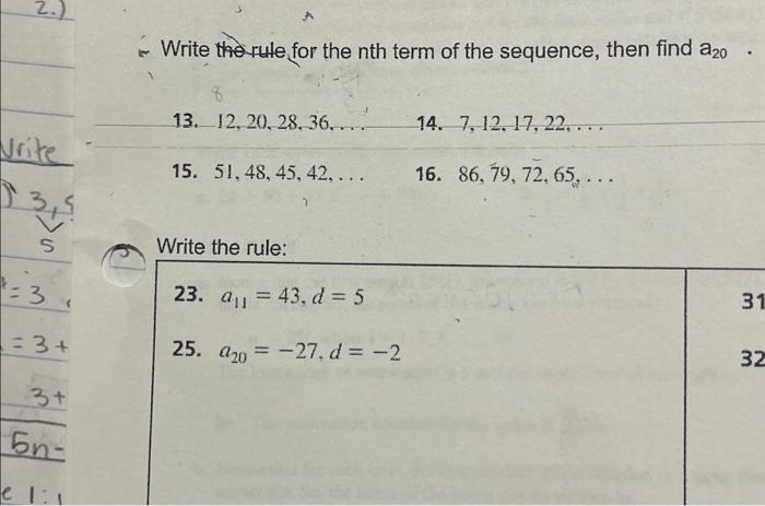 Solved 2. Vrite 3,5 5 1=3 = 3+ 3+ 5n- e 1: 3 Write the rule | Chegg.com