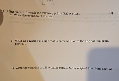 Solved A line passes through the following points:(5,4) ﻿and | Chegg.com