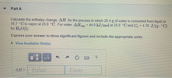 Solved Part A Calculate the enthalpy change, AH, for the | Chegg.com