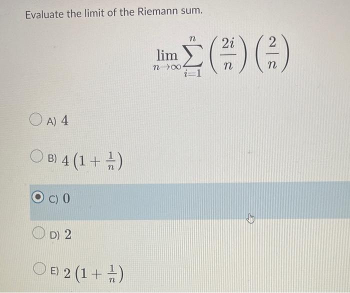 Solved Evaluate the limit of the Riemann sum. | Chegg.com