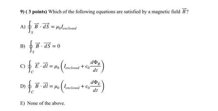 Solved 9) ( 3 points) Which of the following equations are | Chegg.com