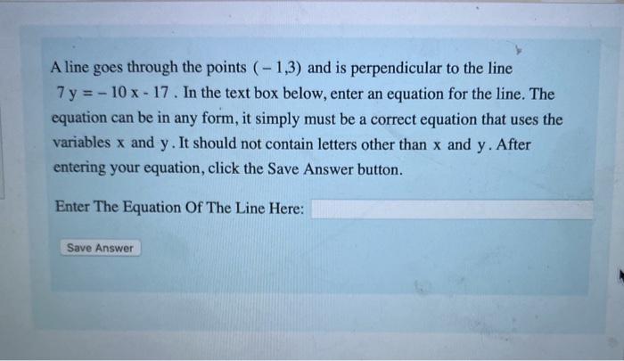 Solved A line goes through the points (-1,3) and is | Chegg.com