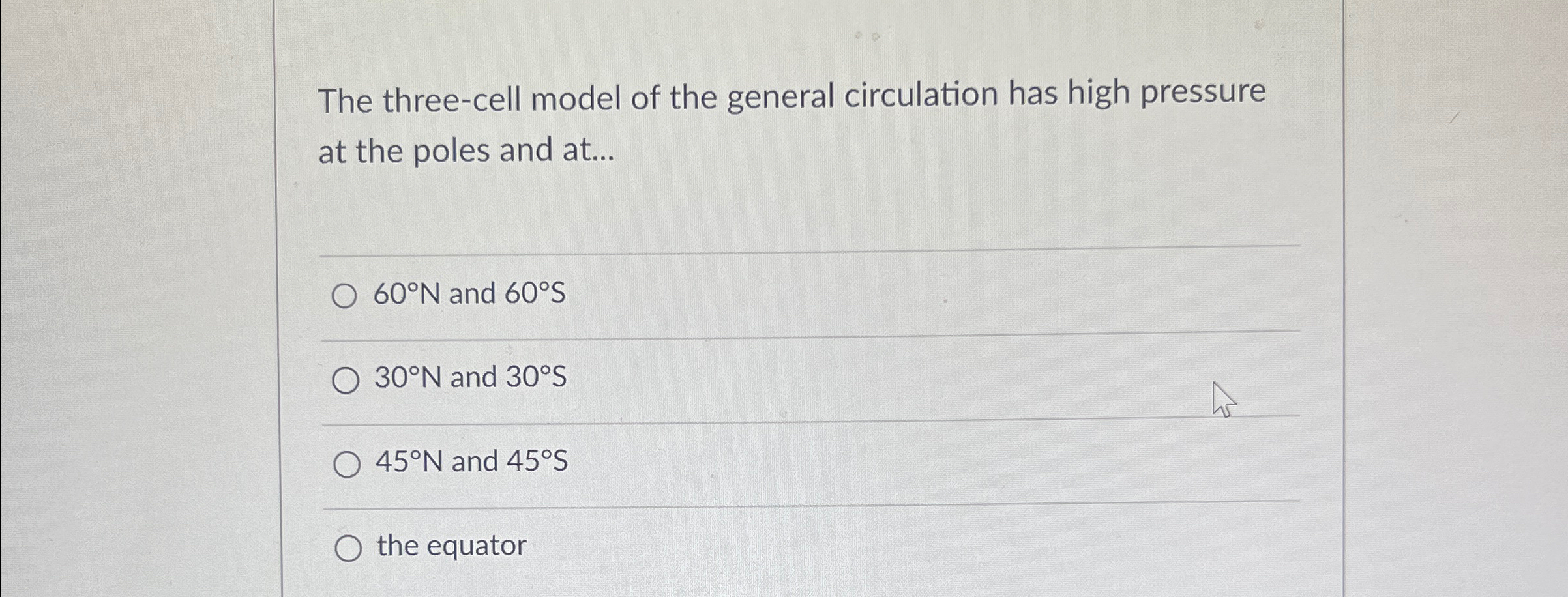 Solved The three-cell model of the general circulation has | Chegg.com