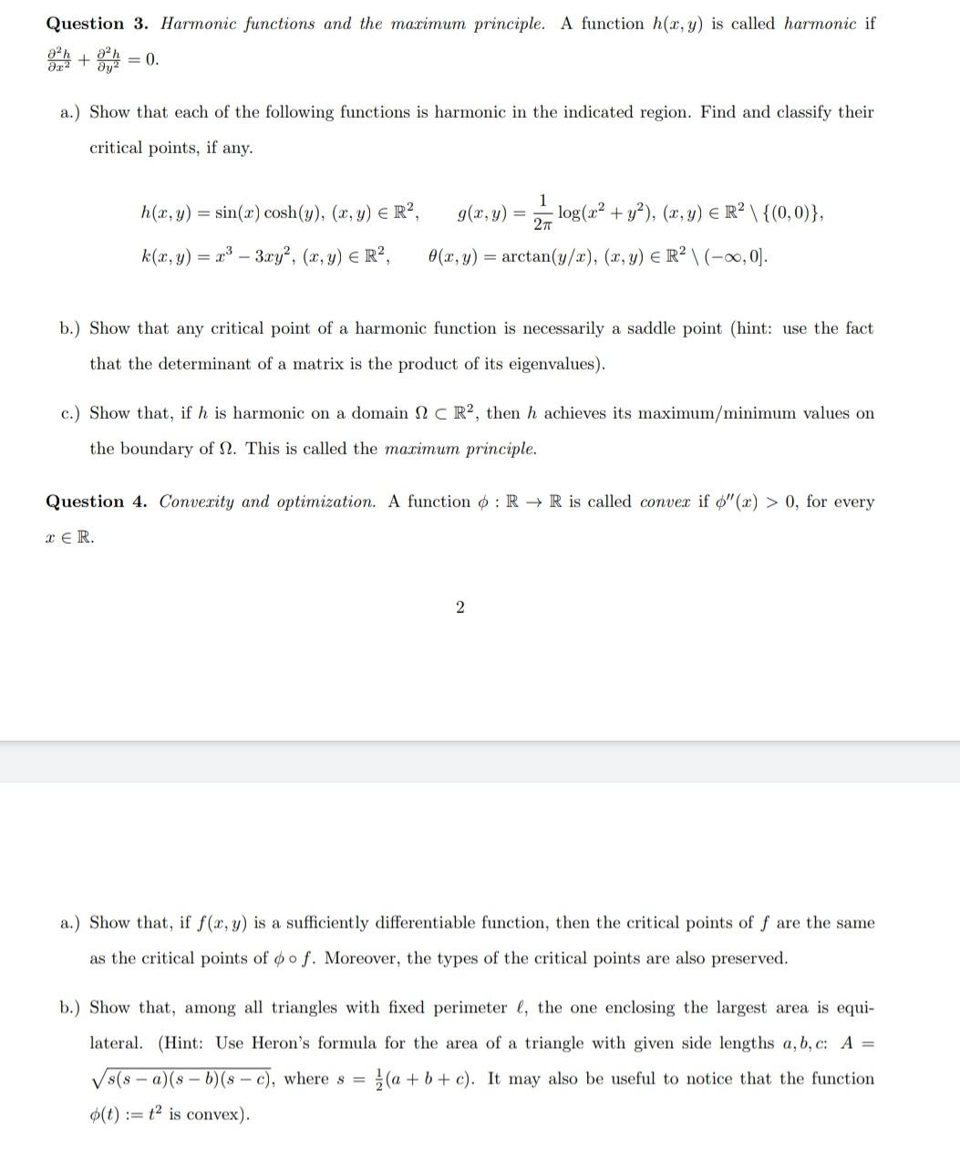 Solved Question 3. Harmonic functions and the maximum | Chegg.com