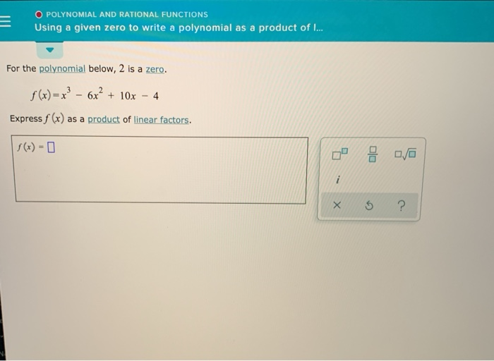 Solved O POLYNOMIAL AND RATIONAL FUNCTIONS Using a given | Chegg.com
