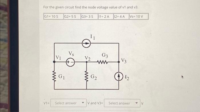 Solved For the given circuit find the node voltage value of | Chegg.com