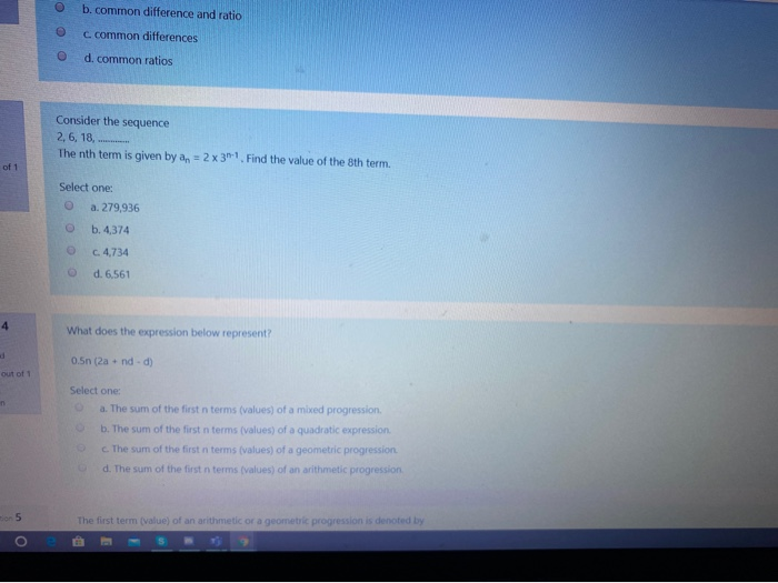 Solved b. common difference and ratio c. common differences | Chegg.com