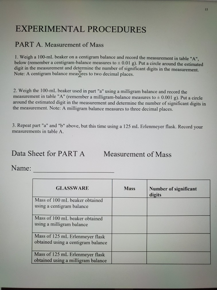 Part D Measuring volumes of liquids. 1. Fill a 100-ml | Chegg.com