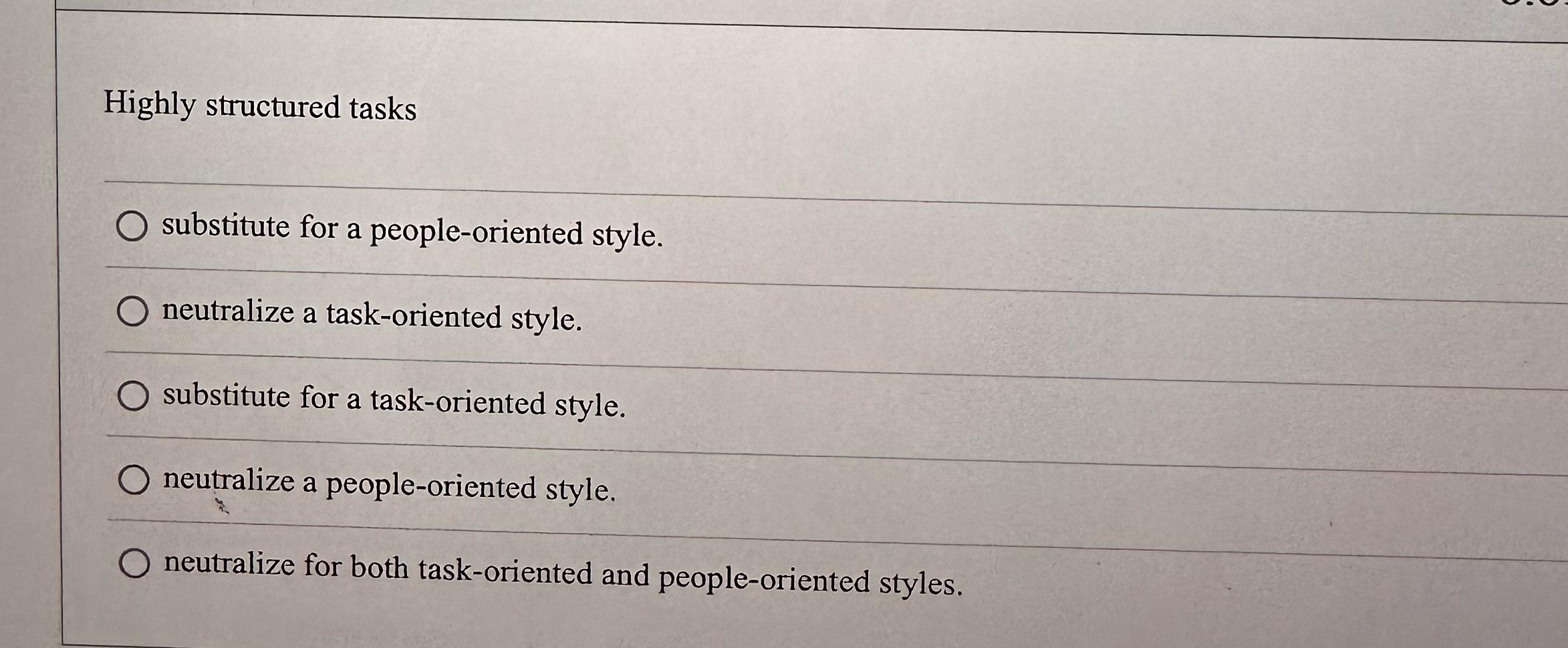 Solved Highly structured taskssubstitute for a | Chegg.com