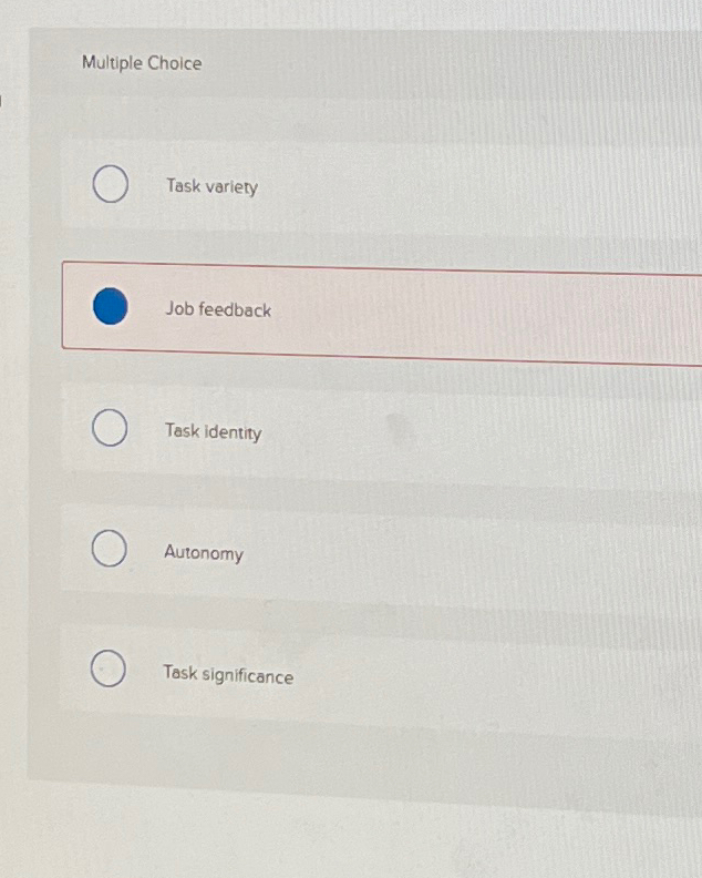 Solved Multiple ChoiceTask varietyJob feedbackTask | Chegg.com