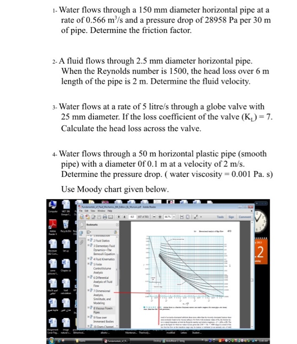 Solved 1. Water flows through a 150 mm diameter horizontal | Chegg.com