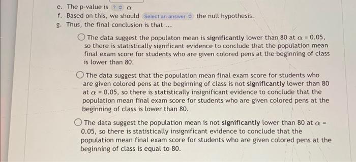 Solved The average final exam score for the statistics | Chegg.com