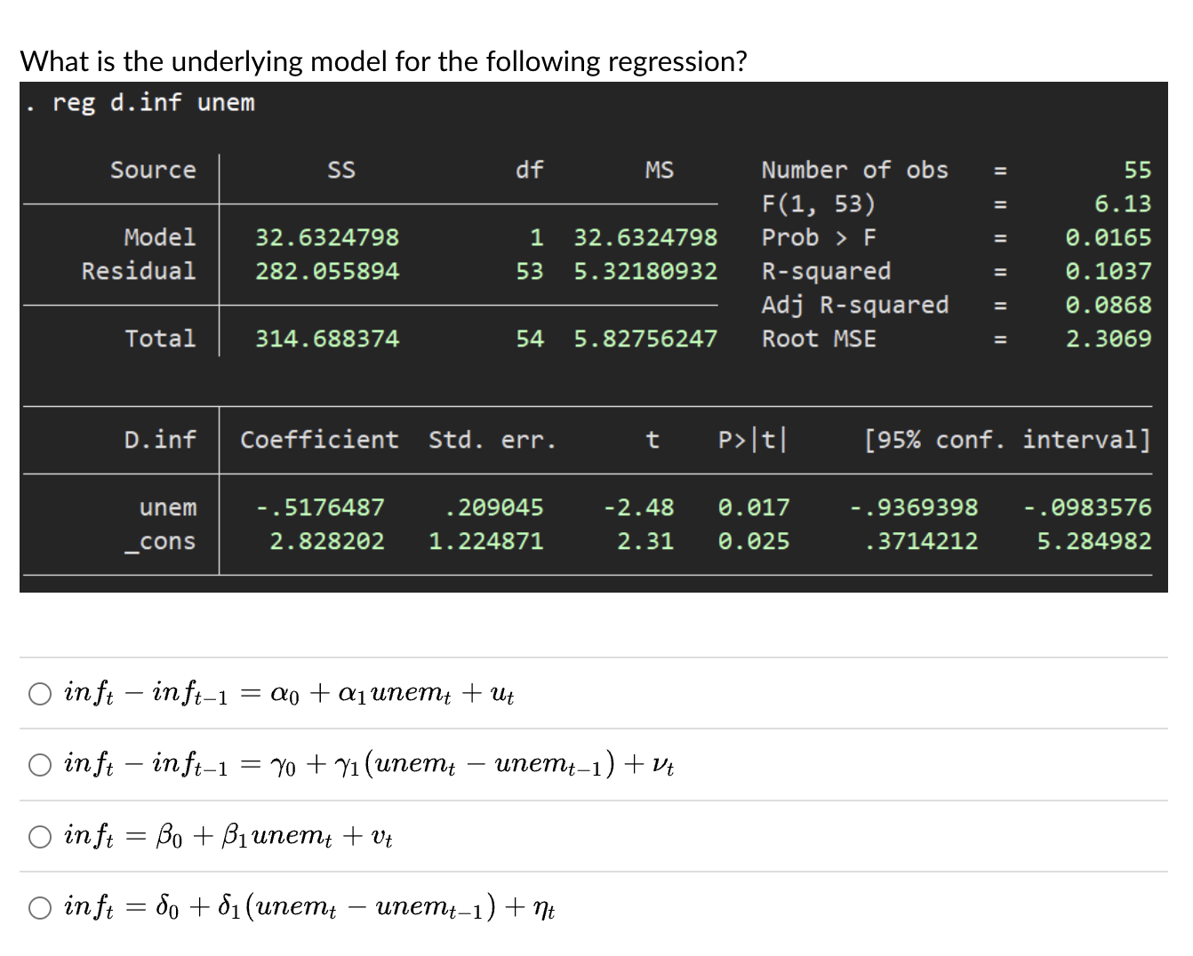 Solved What is the underlying model for the following | Chegg.com