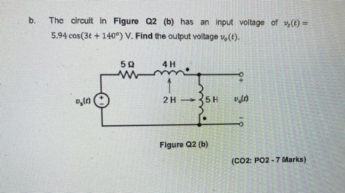 Solved b. The circuit in Figure Q2 (b) has an input voltage | Chegg.com