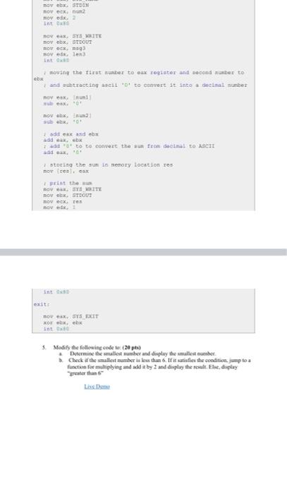 Modify the following code to (2016) Multiply the | Chegg.com