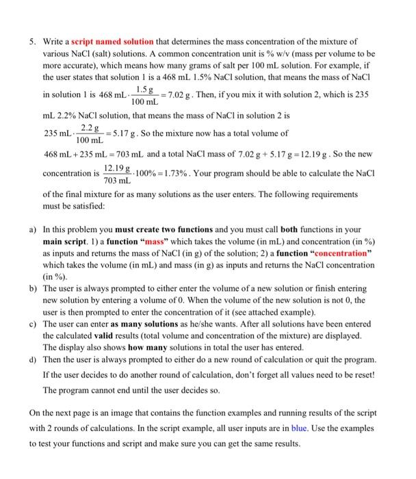 Solved 5. Write a script named solution that determines the | Chegg.com