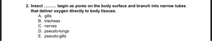 Solved 2. Insect begin as pores on the body surface and | Chegg.com