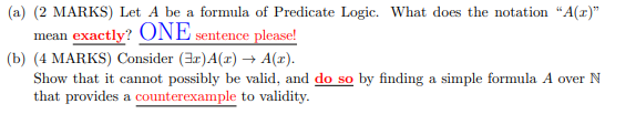 Solved (a) (2 ﻿MARKS) ﻿Let A ﻿be a formula of Predicate | Chegg.com