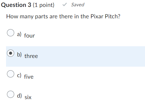 Solved Question 3 (1 ﻿point)How many parts are there in the | Chegg.com