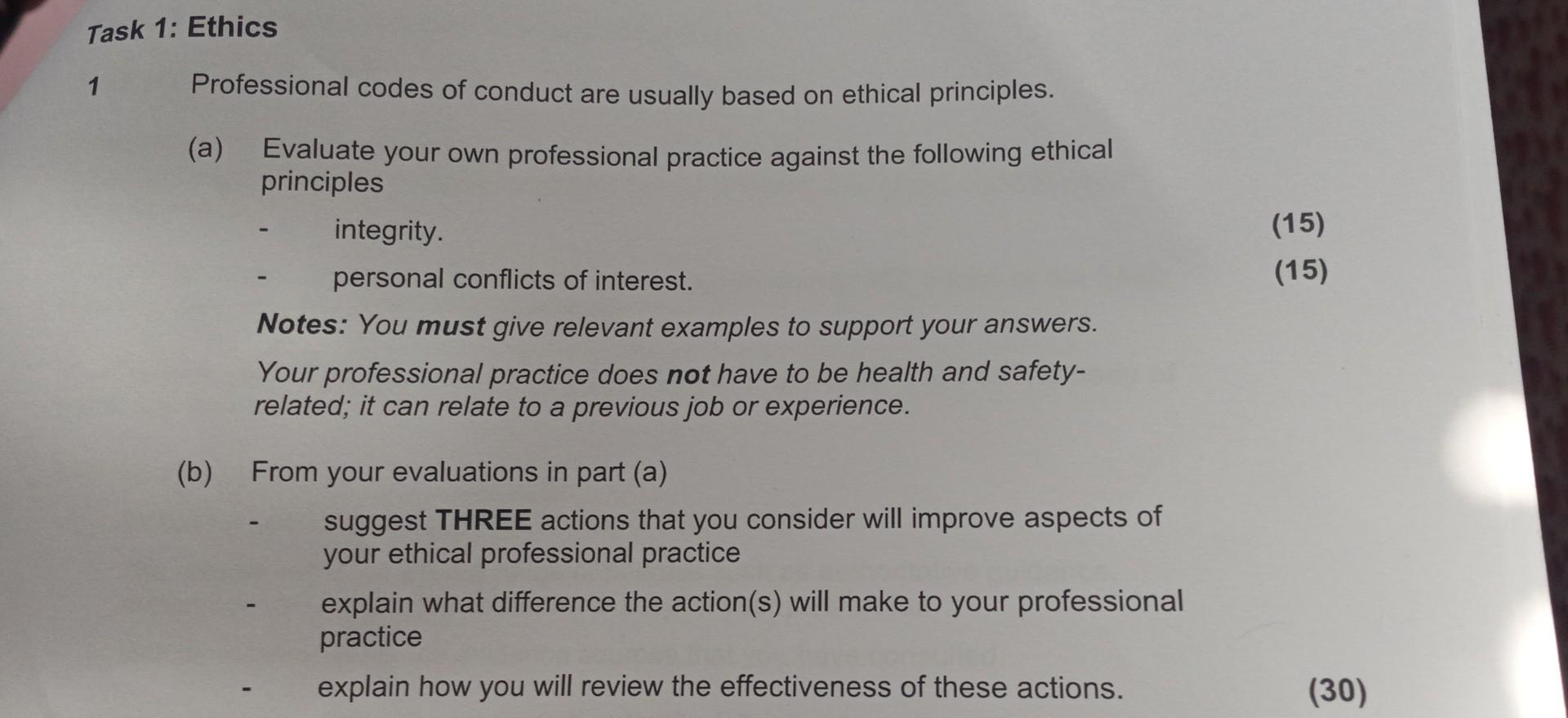 Solved 1 Professional codes of conduct are usually based on | Chegg.com