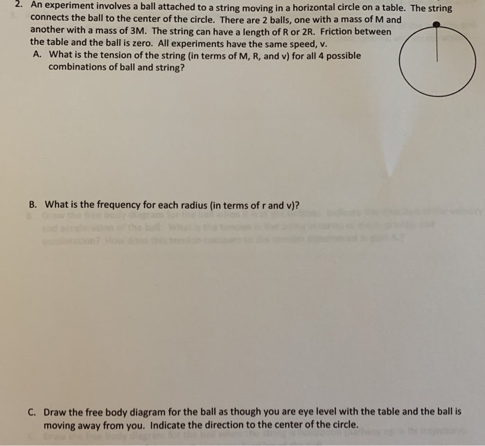 Solved 2. An experiment involves a ball attached to a string | Chegg.com