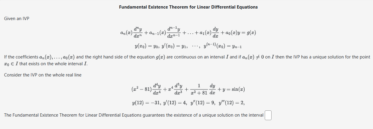 Solved Fundamental Existence Theorem for Linear Differential | Chegg.com