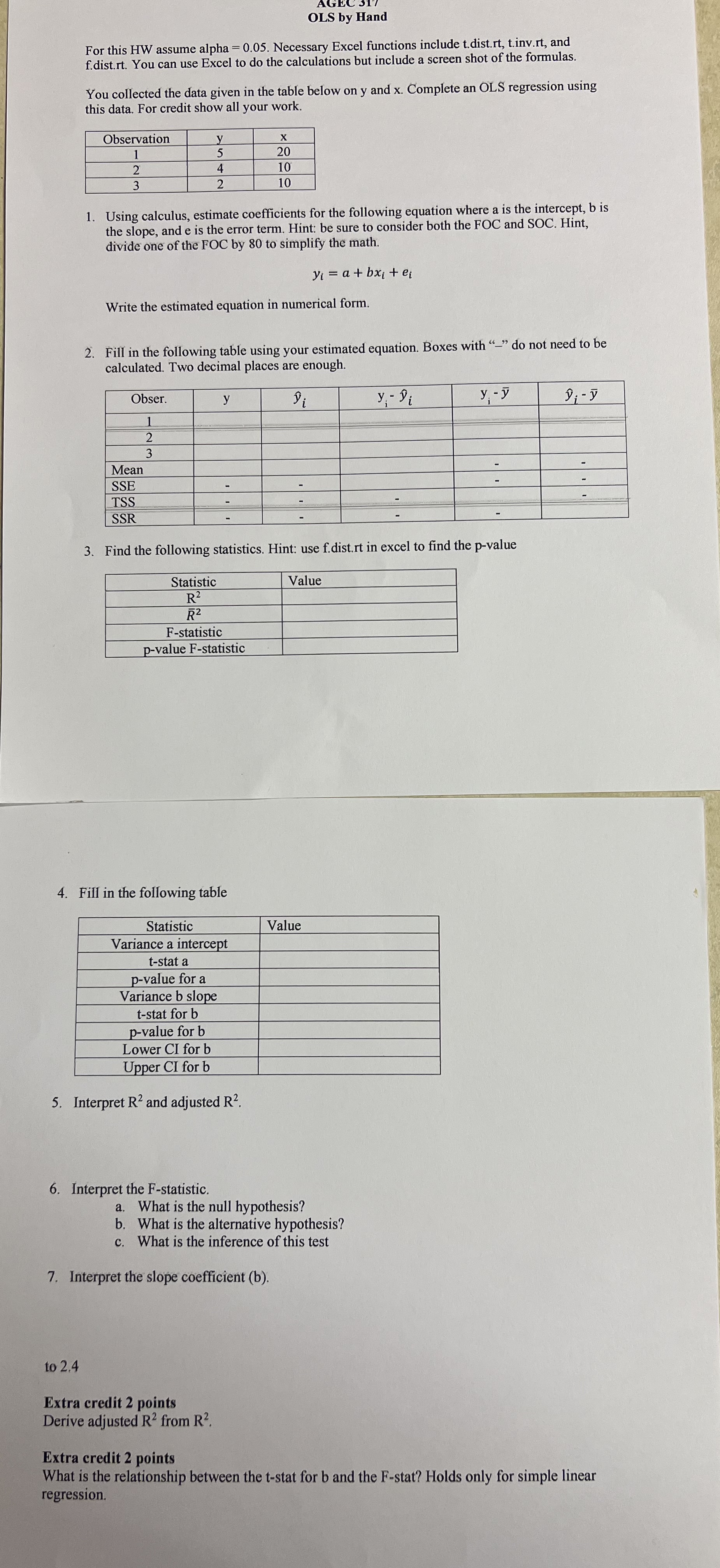 Solved Fill in the following tableInterpret R2 ﻿and adjusted | Chegg.com
