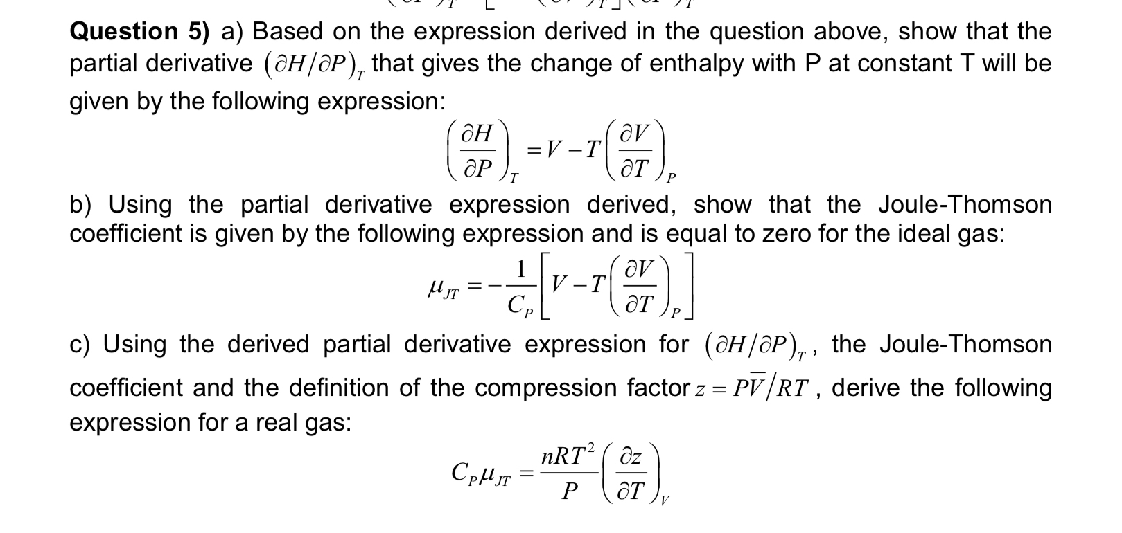 Solved Question 5) ﻿a) ﻿Based on the expression derived in | Chegg.com