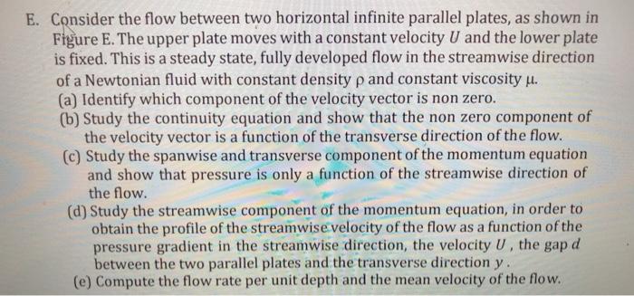 Solved E. Consider the flow between two horizontal infinite | Chegg.com