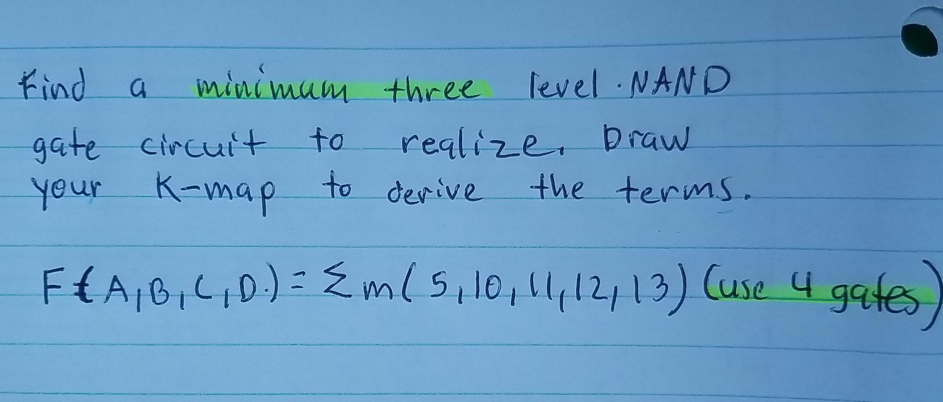 Solved a Find minimum three level.NAND gate circuit to | Chegg.com