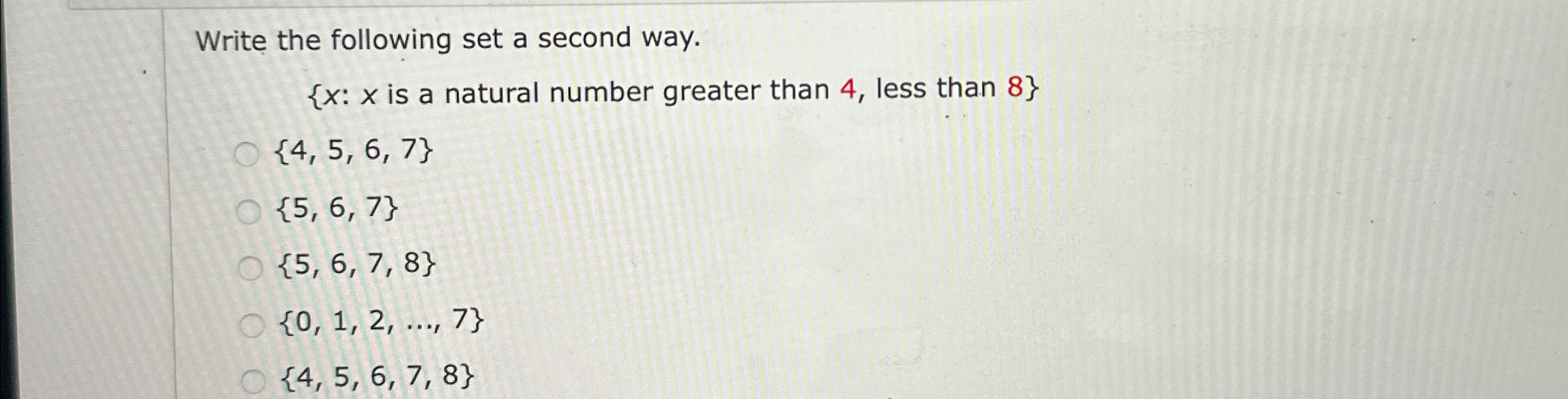 Solved Write the following set a second way. ﻿is a natural | Chegg.com