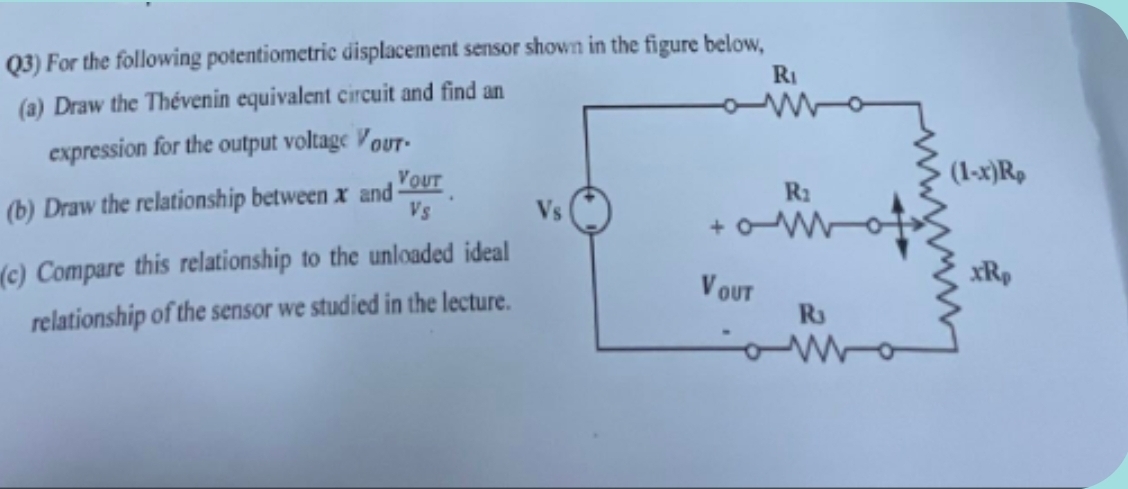 Solved Q3) ﻿For the following potentiometric displacement | Chegg.com