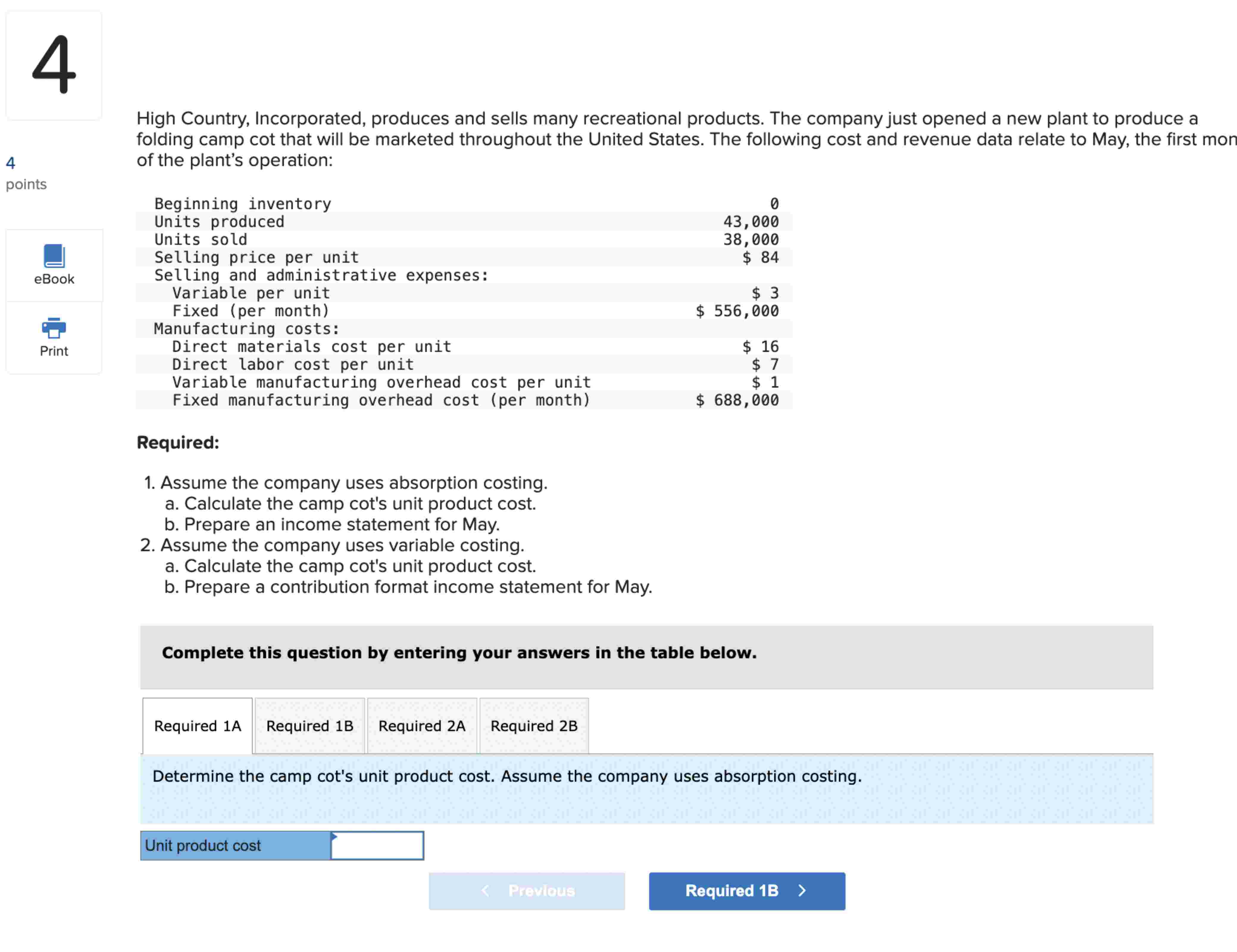 Solved High Country, Incorporated, produces and sells many | Chegg.com