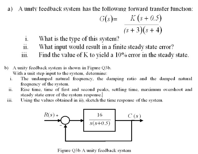 Solved a) A unity feedback system has the following forward | Chegg.com