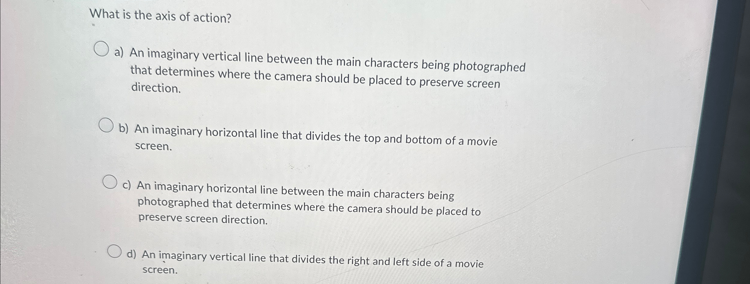Solved What is the axis of action? ﻿a) ﻿An imaginary | Chegg.com